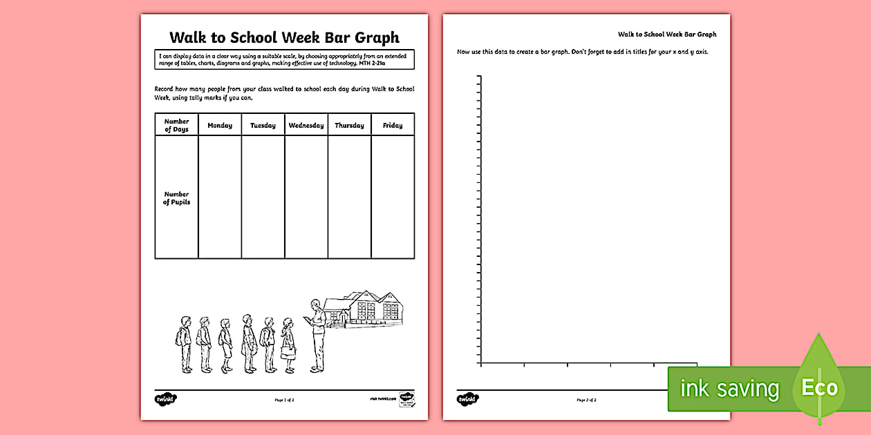 CfE Second Level Walk to School Week Bar Graph Worksheet / Worksheet