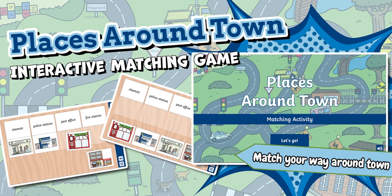 * NEW * Places Around Town Interactive Matching Game
