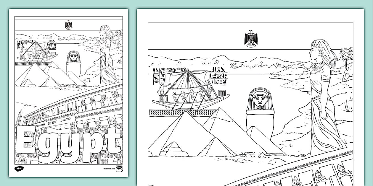 Egypt Montage Colouring Sheet (teacher made) - Twinkl