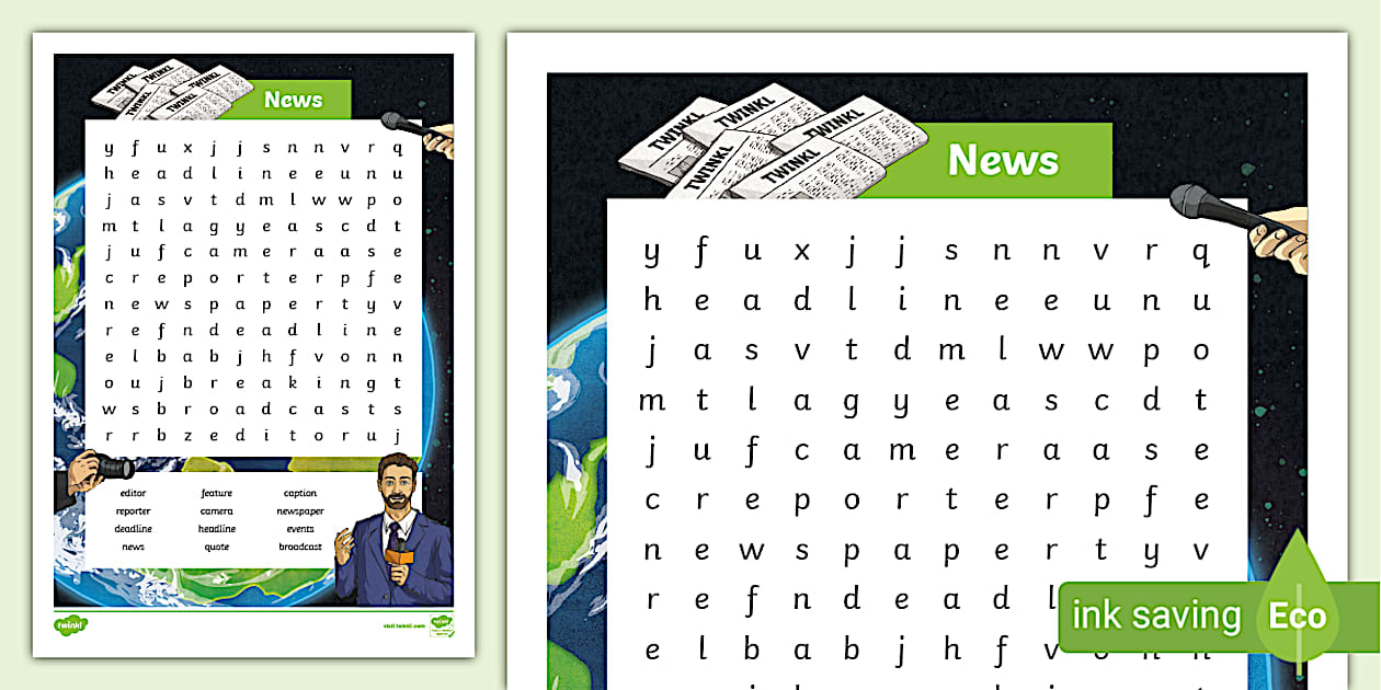 News Word Search (teacher made) - Twinkl