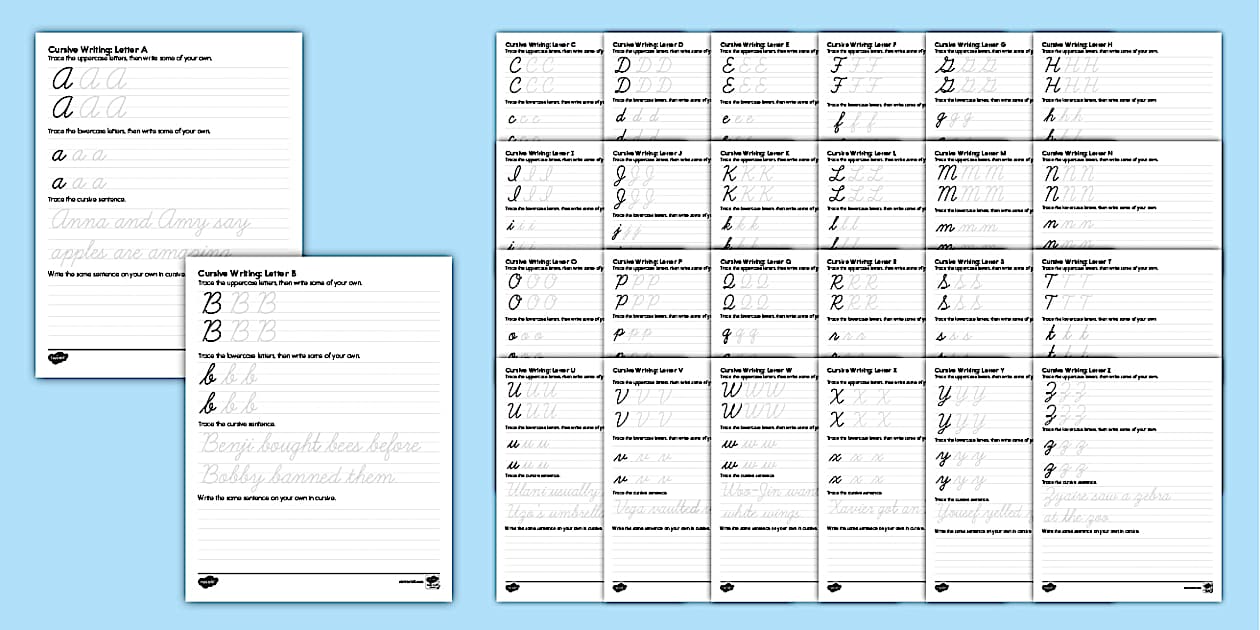 Cursive Uppercase and Lowercase A-Z Letter Writing Activity Pack