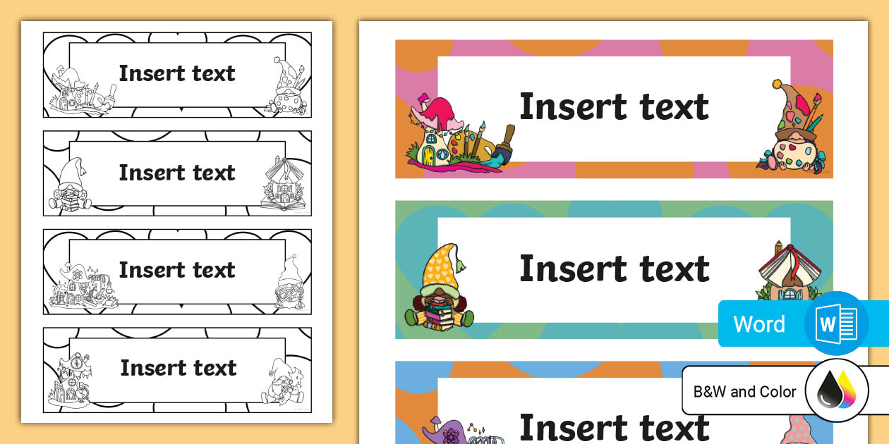 Learning With My Gnomies Editable Labels (teacher made)