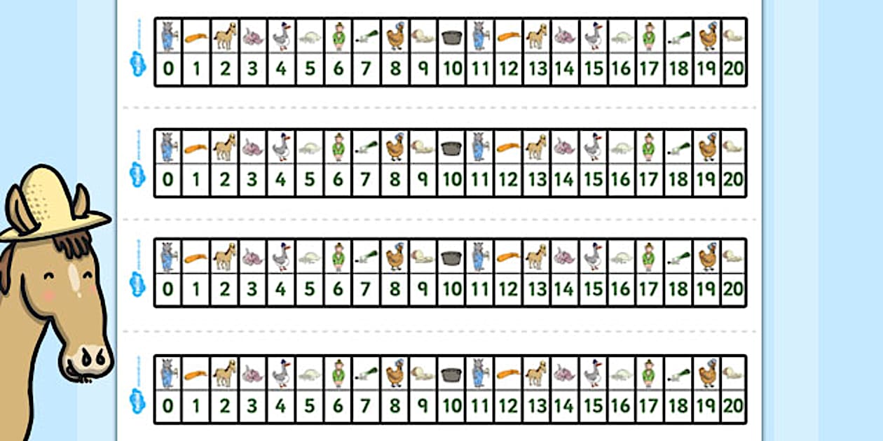 Number Track 1-20 to Support Teaching on What's The Time, Mr Wolf?