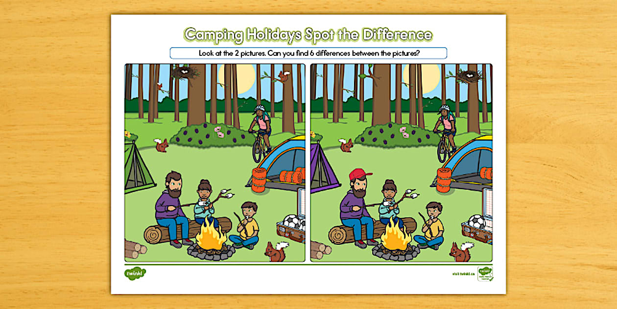 Camping Holidays Spot the Difference Activity (teacher made)