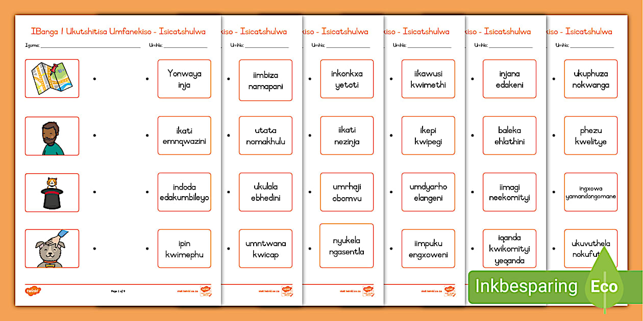 IBanga 1 Ukutshatisa Umfanekiso Isicatshulwa - Matching activity