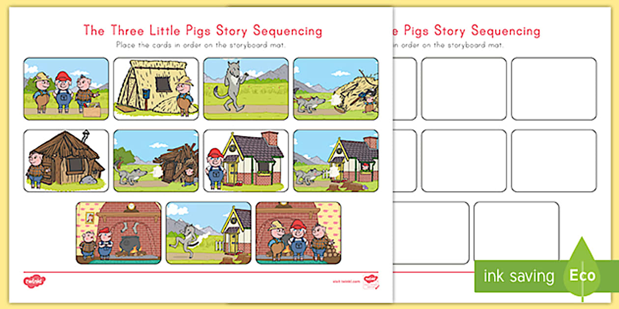 Editable The Three Little Pigs Story Sequencing Worksheet