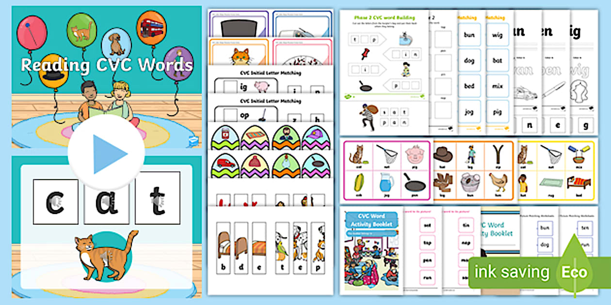 Phonics Worksheets Grade 1 | Consonant Vowel Consonant Words