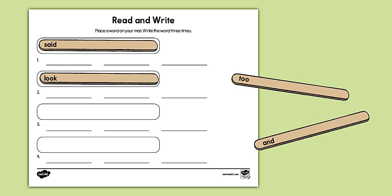 Craft Stick Read and Write Activity for K-2nd Grade - Twinkl