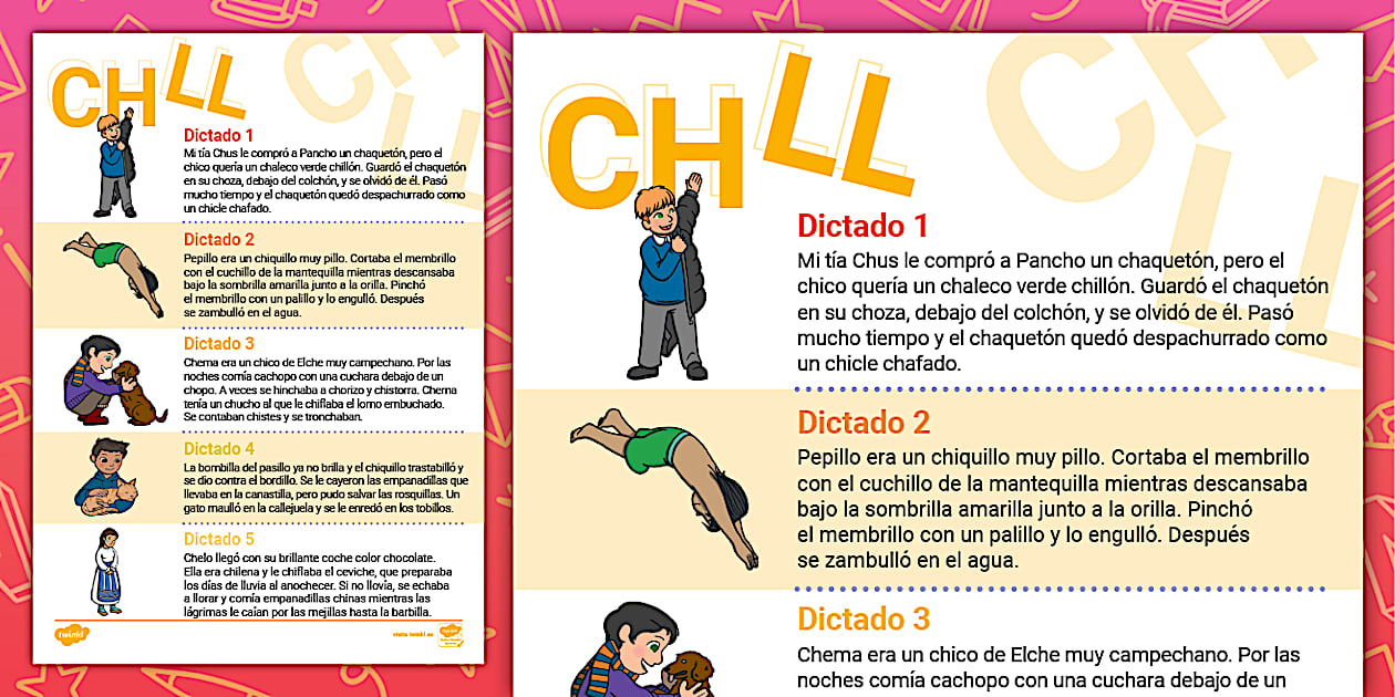 Dictados: Los dígrafos CH y LL (Teacher-Made) - Twinkl