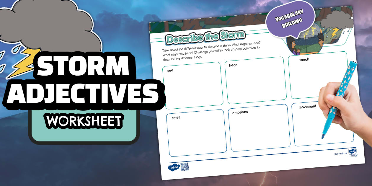 * NEW * Storm Adjectives Worksheet