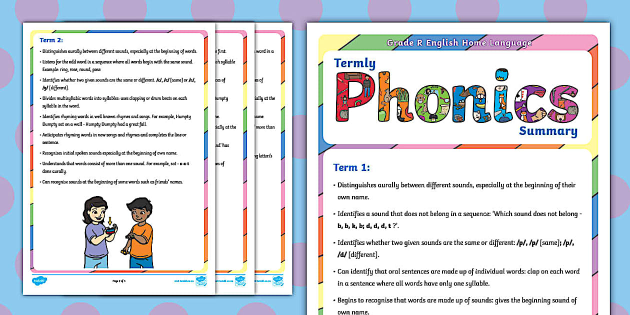 Grade R English Home Language: Termly Phonics Summary