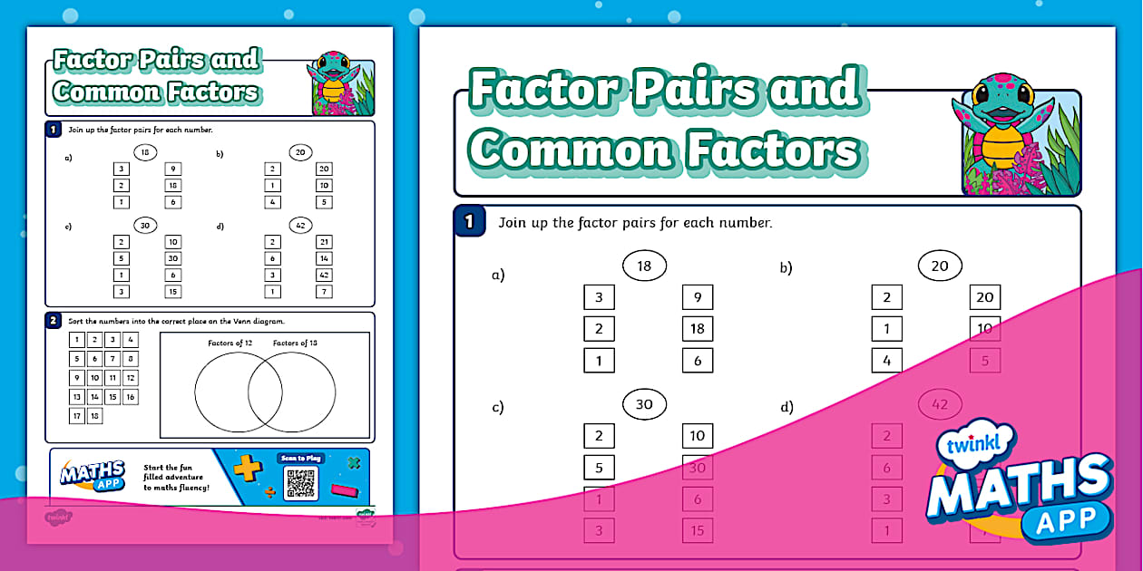 👉 Y5 Factor Pairs and Common Factors Skill Safari Sheet