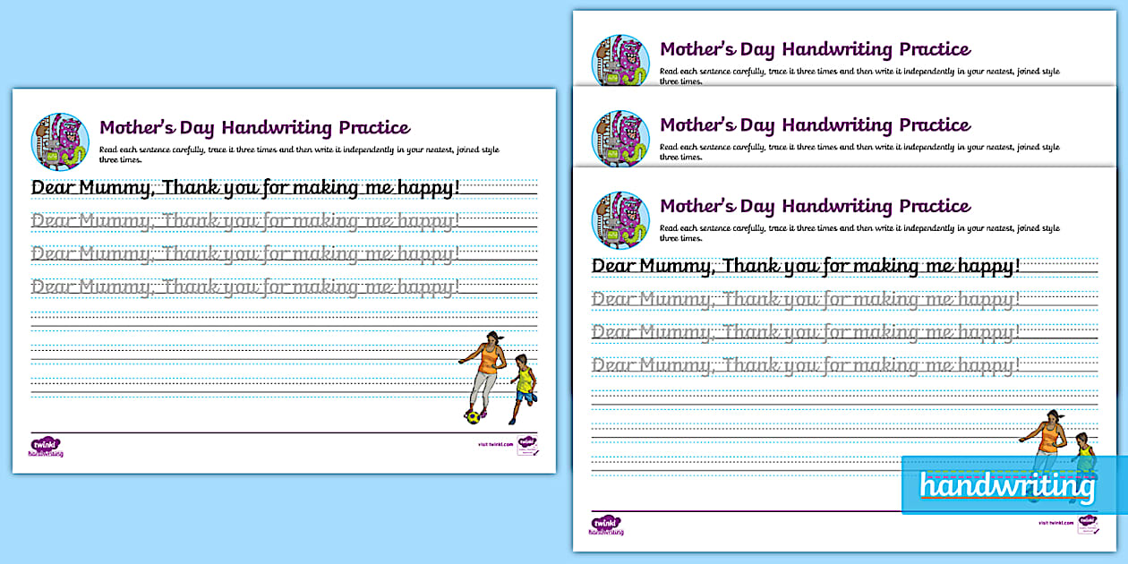 Mother's Day Cursive Handwriting Practice - KS2