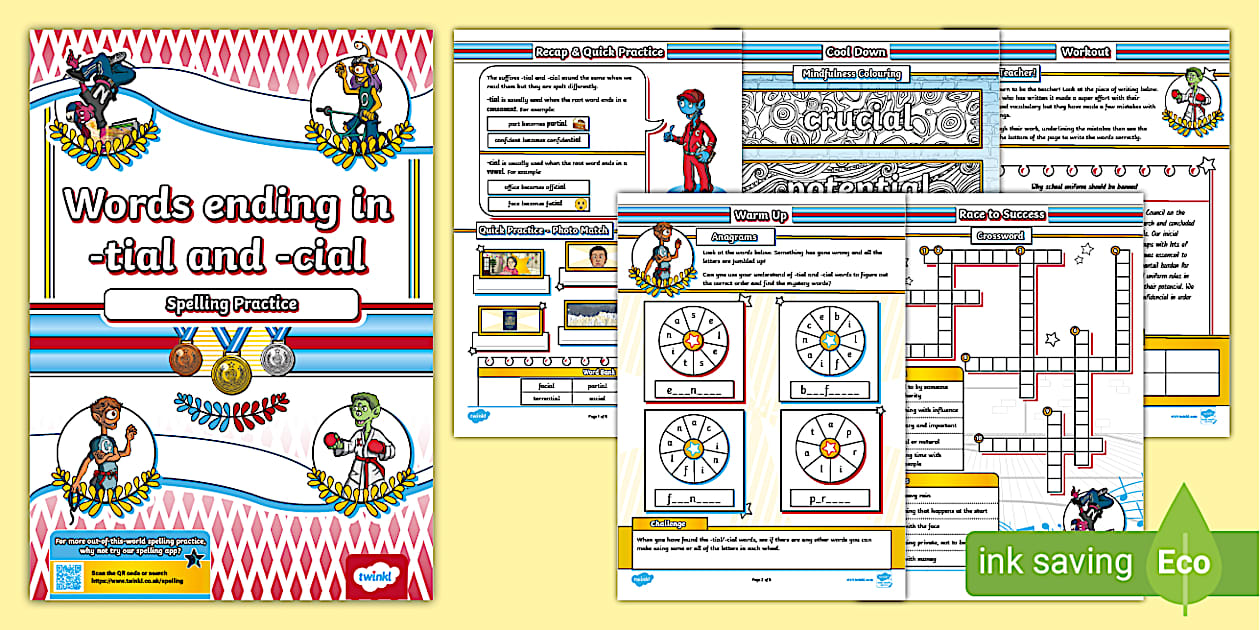 KS2 Spelling Practice Booklet -tial and -cial (Teacher-Made)