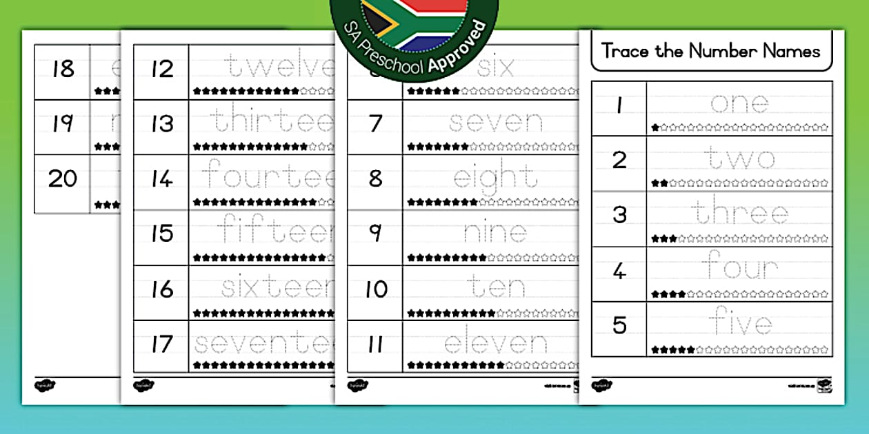 Preschool: Numeracy: Trace Number Names (teacher made)