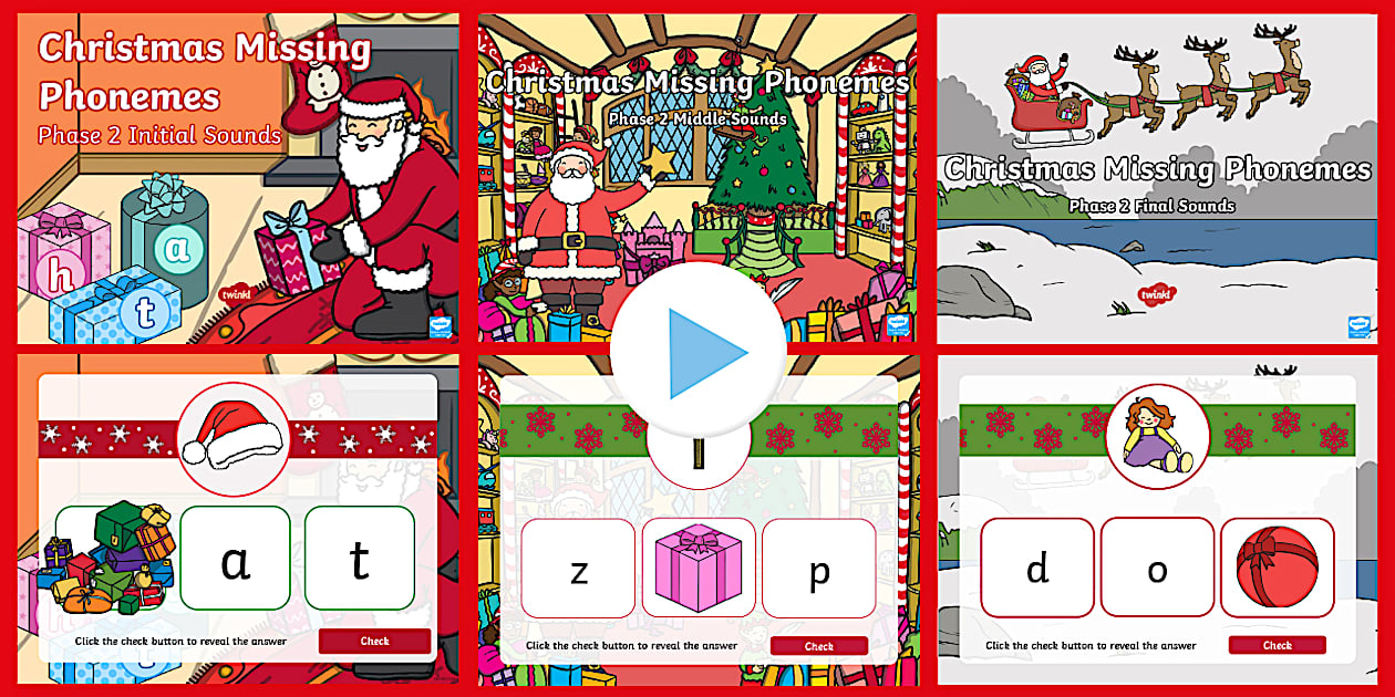 Phase 2 Christmas Phonics Missing Phonemes PowerPoint Pack