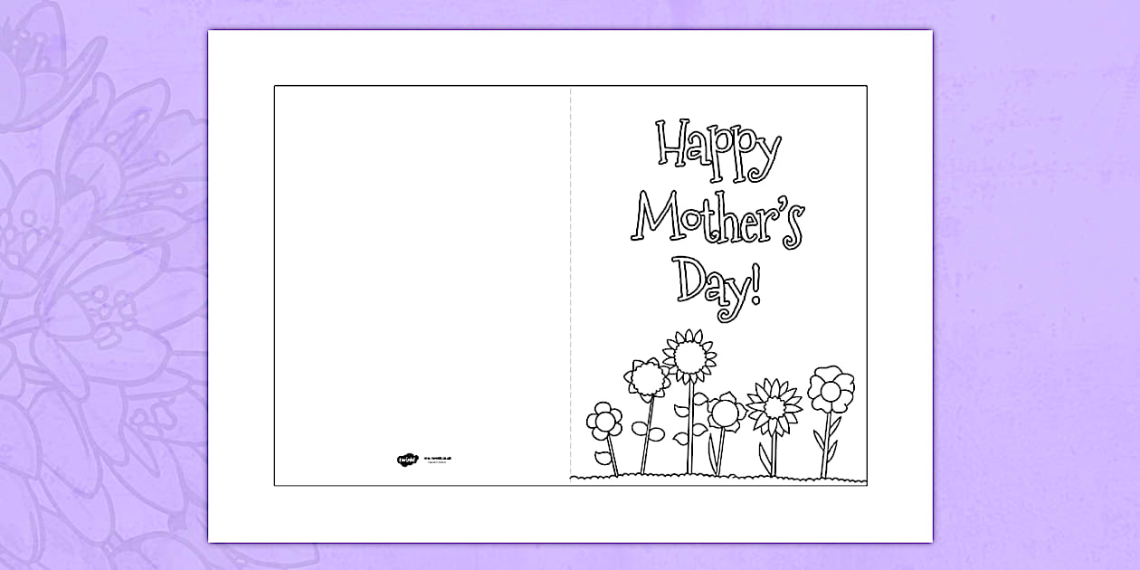 Mother's Day Card Templates Colouring Arabic Translation
