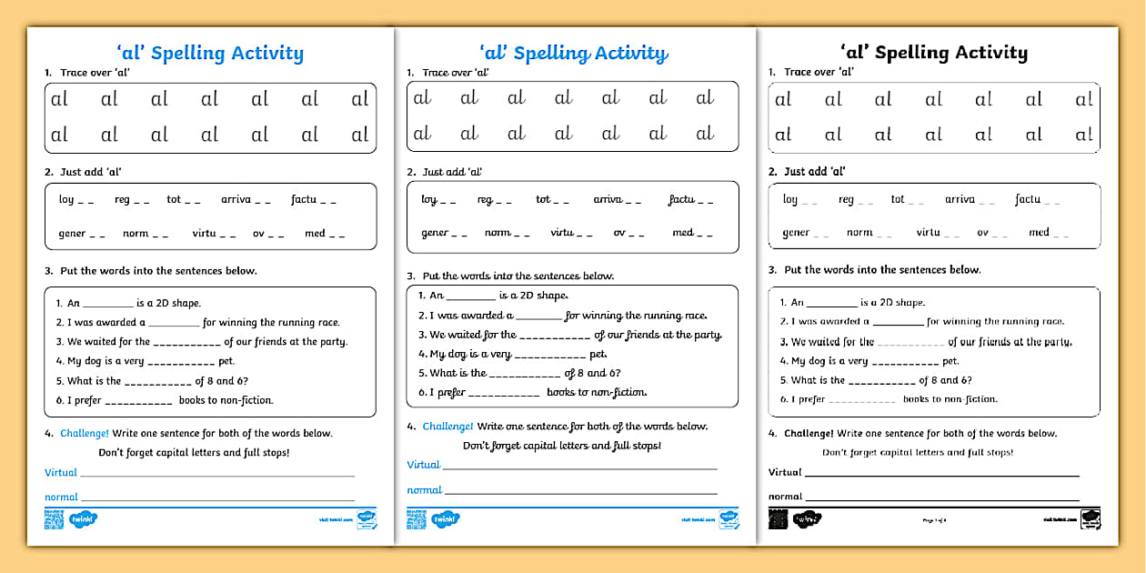 Black and White al Spelling Activity (teacher made) - Twinkl