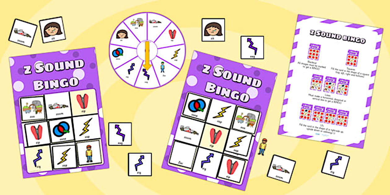 z Sound Bingo Game with Spinner (teacher made) - Twinkl