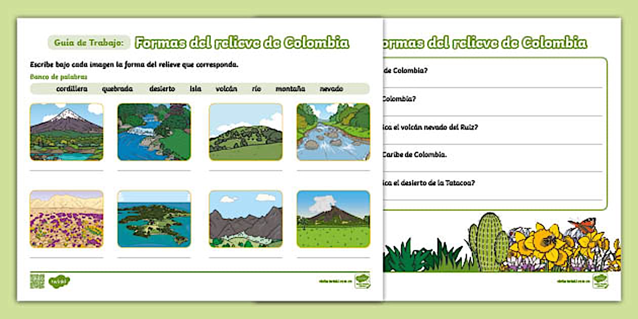 Guía - formas del relieve colombiano - Twinkl Colombia