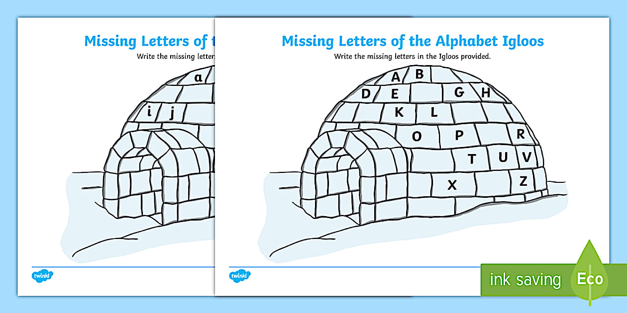 Missing Letters of the Alphabet Igloo Activity - Twinkl