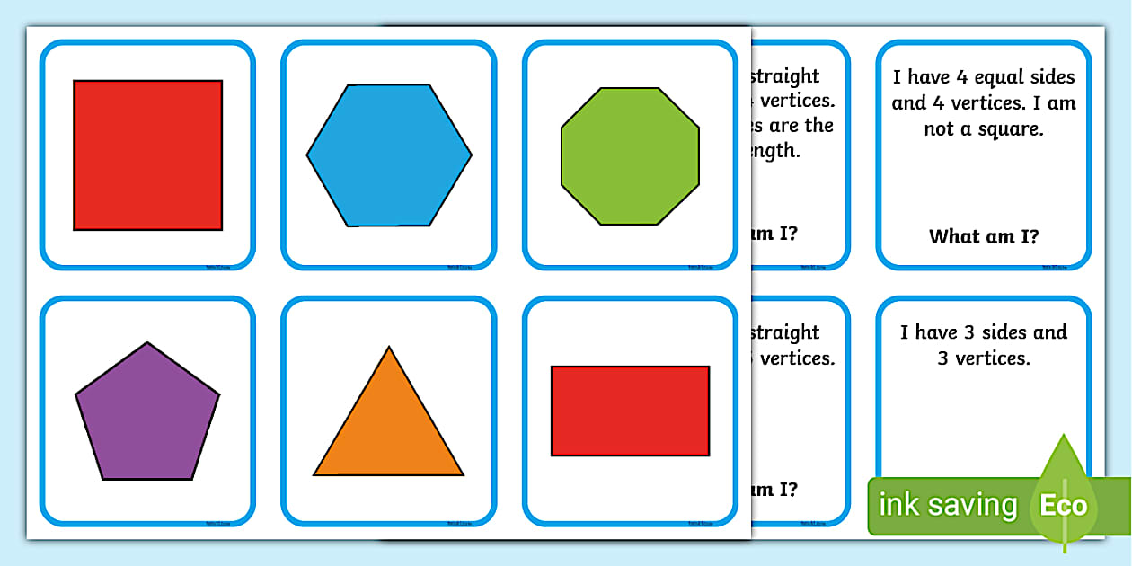 2D Shapes Activity | 2D Shapes Properties | Matching Cards