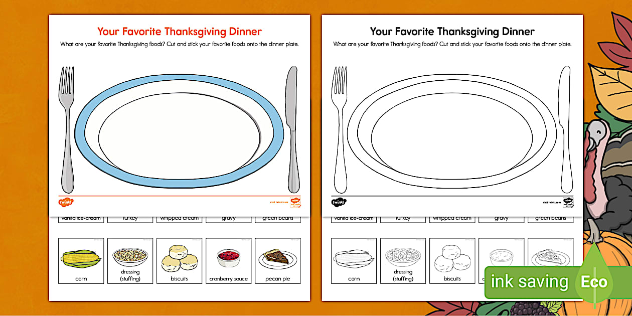 My Thanksgiving Plate Worksheet for Kids | Twinkl USA