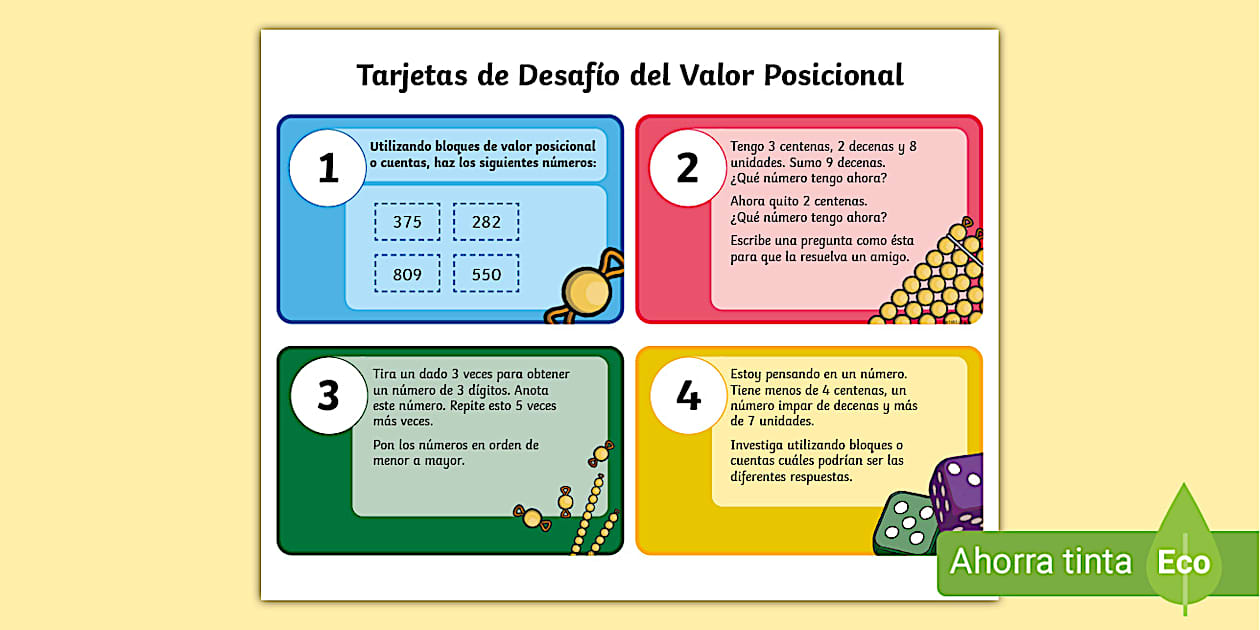 Tarjetas de desafío de Valor Posicional - Twinkl