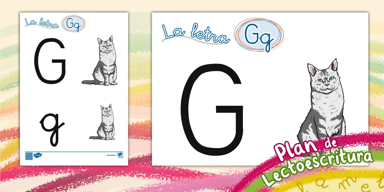 Plan de lectoescritura: La letra G - Póster - Twinkl