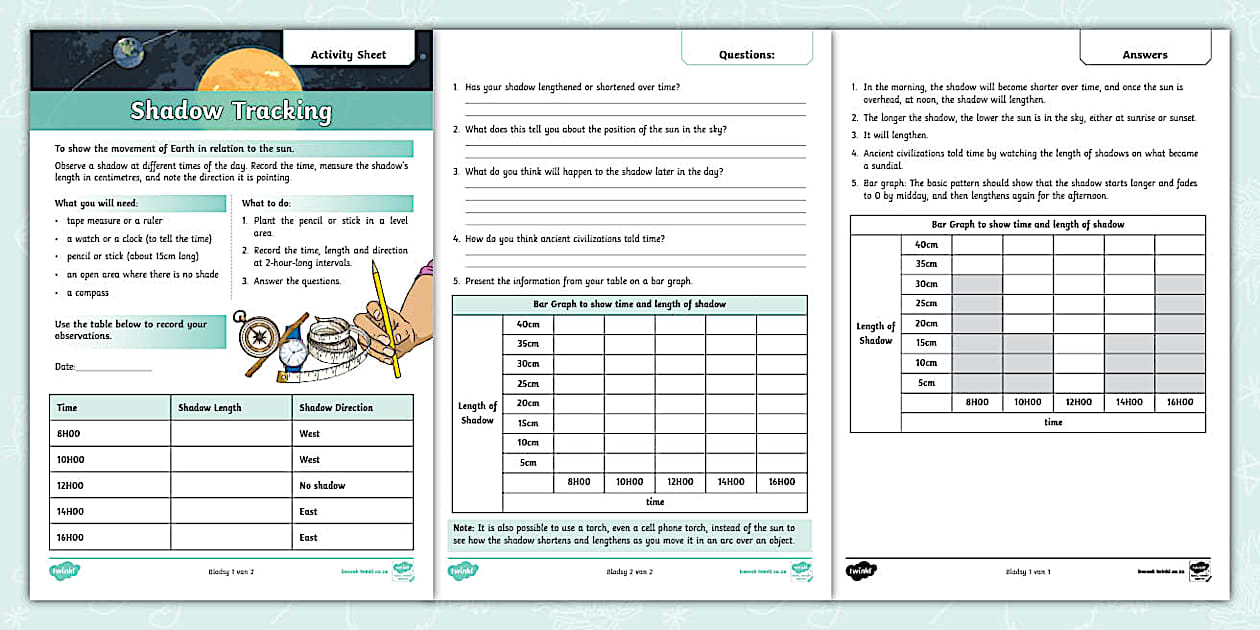Shadow Tracking - Activity Sheet