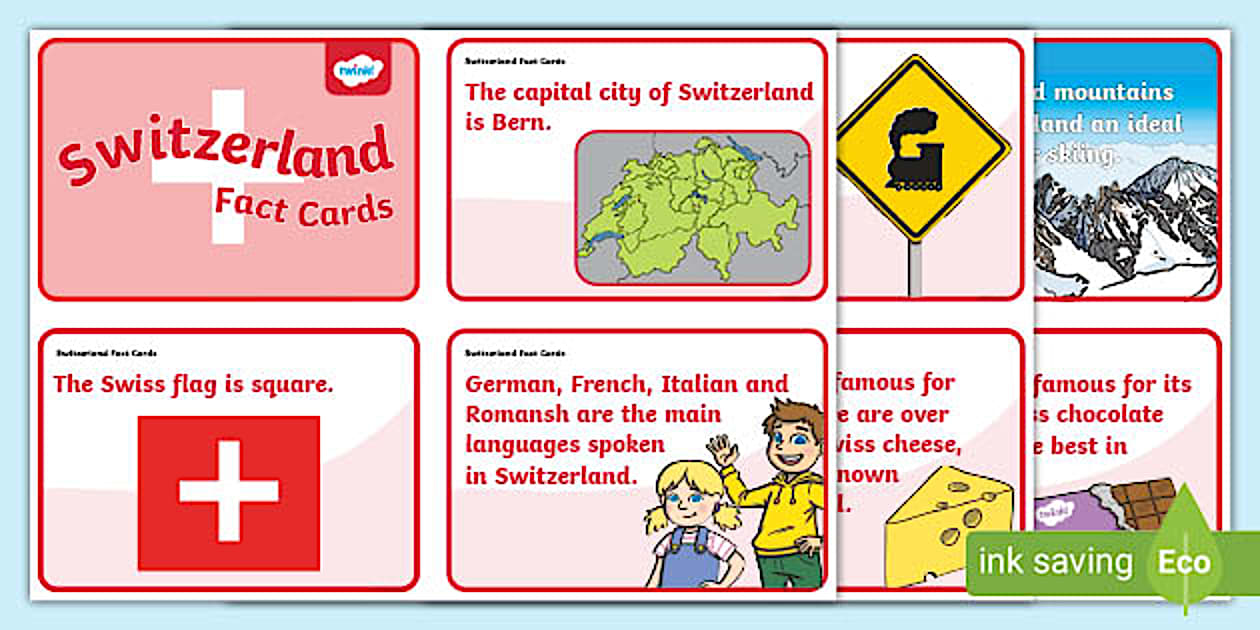 Useful Cards featuring Interesting Facts about Switzerland