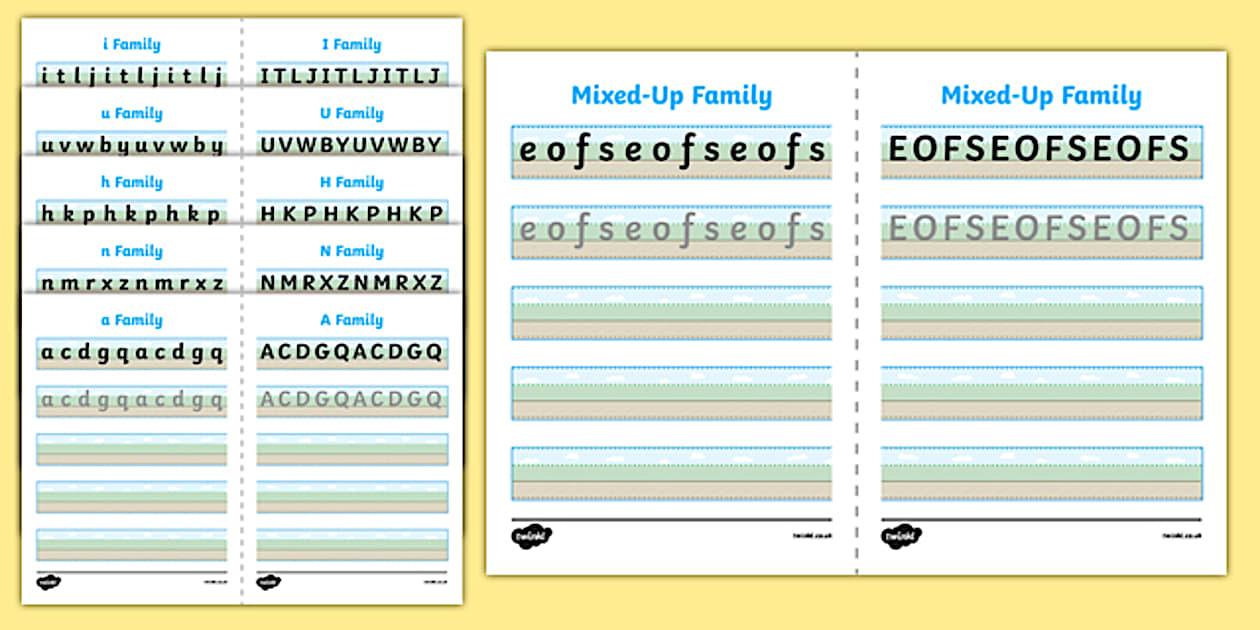 Can You Write Your Letter Families Worksheet Ground Sky Grass