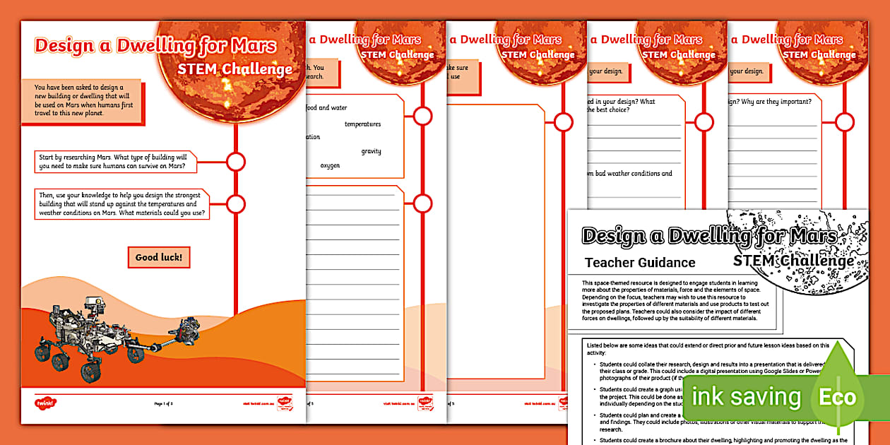 Design a Dwelling for Mars STEM Challenge ∣ Years 3&4 Space