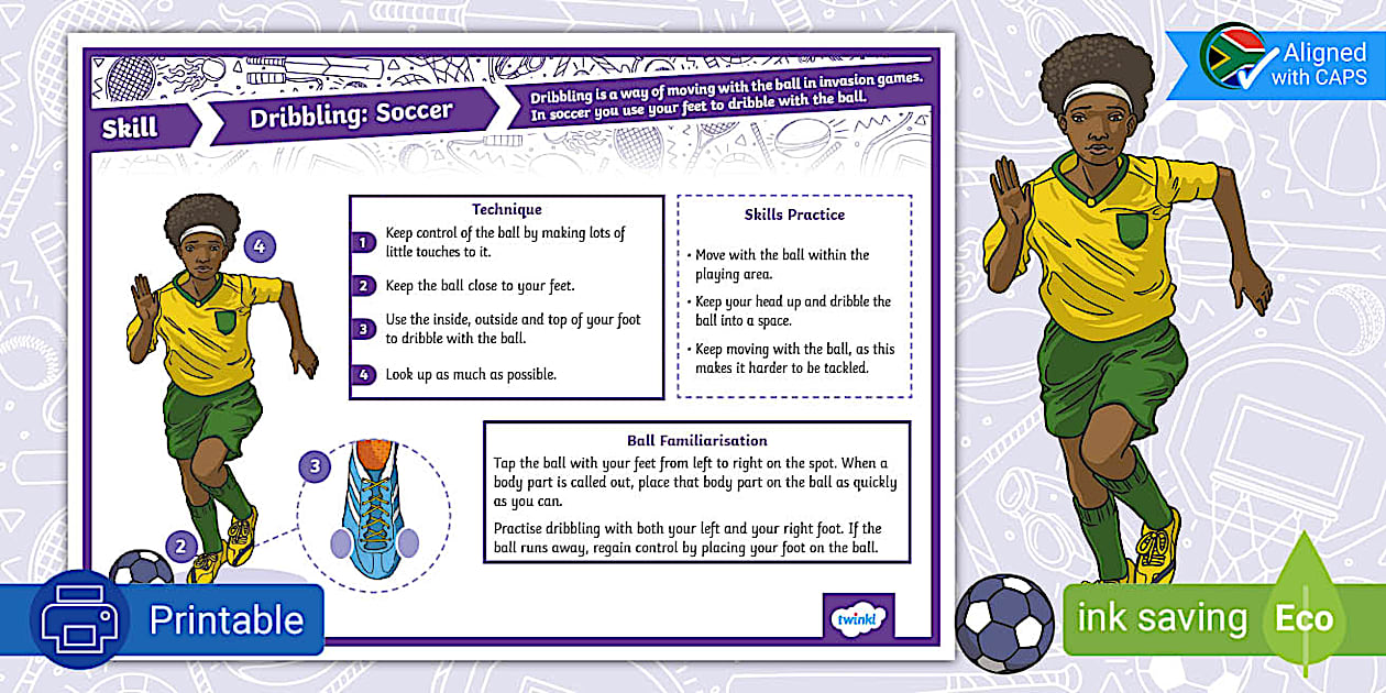 Grade 6 PE Invasion Games Dribbling Whizz Kids Soccer Poster