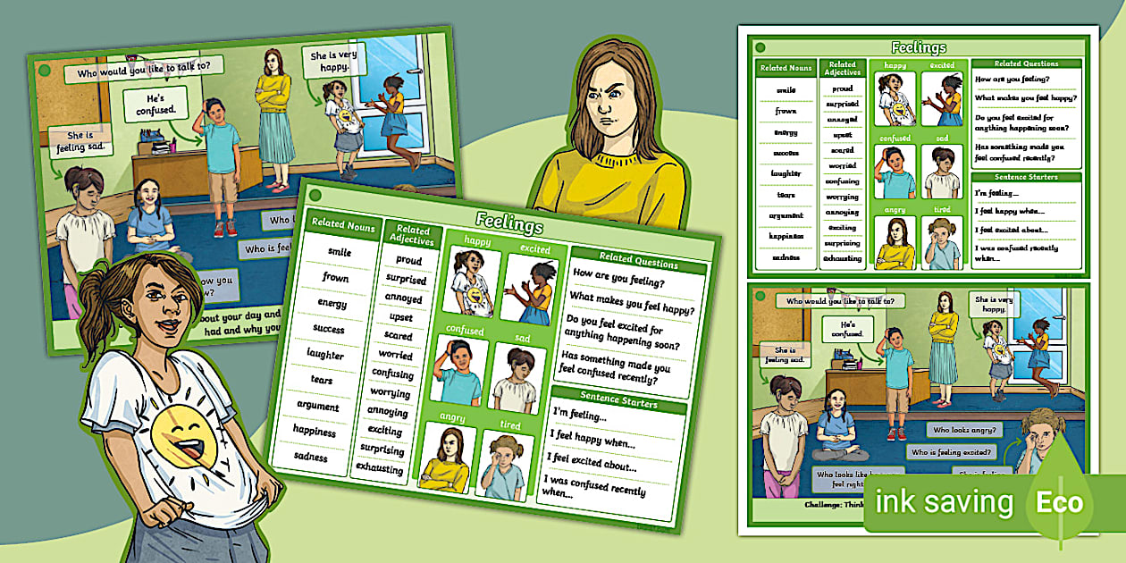 New to English EAL Feelings Vocabulary Knowledge Organiser