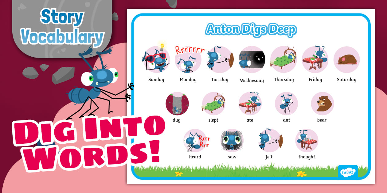 Anton Digs Deep - Days of the Week Word Mat