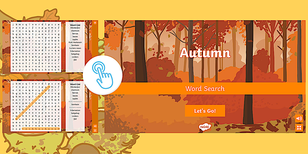 Interactive Autumn Word Search Activity | Twinkl Go!