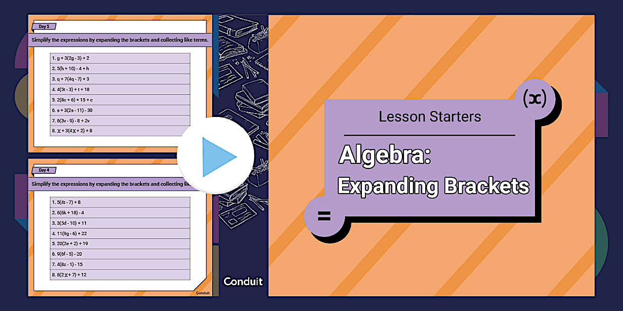 Algebra Expanding Brackets - Five Lesson Starters PowerPoint