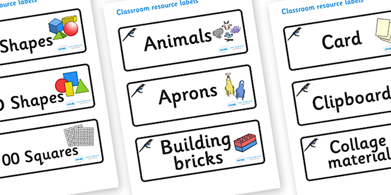 Magpie Themed Editable Classroom Resource Labels - Twinkl