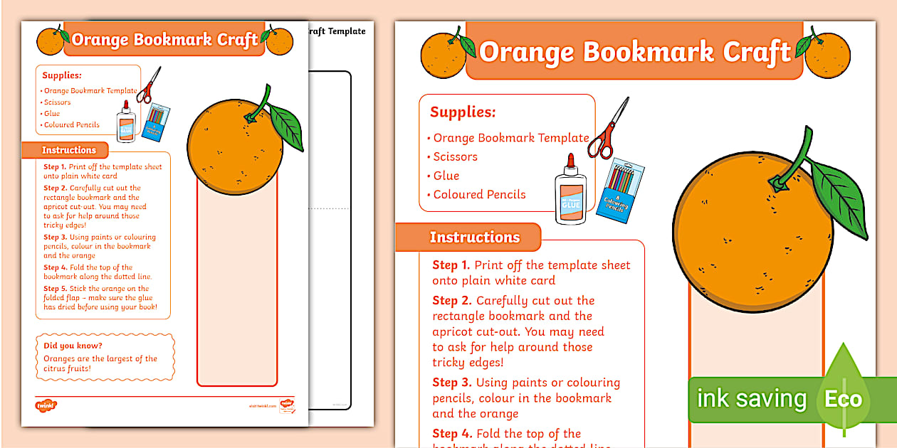 Orange Bookmark Craft Activity | Twinkl | Art and Crafts