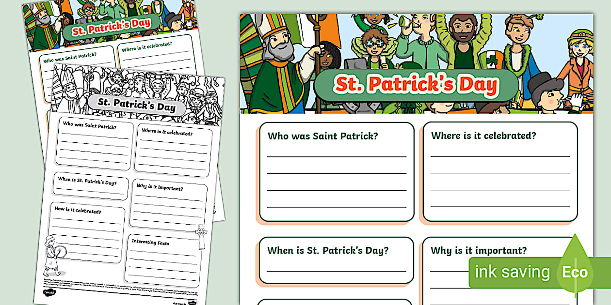 St. Patrick's Day Fact File Template (teacher made) - Twinkl