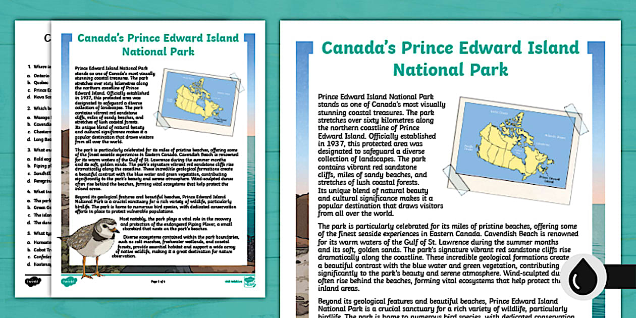 Canada's Prince Edward Island National Park Reading Comprehension