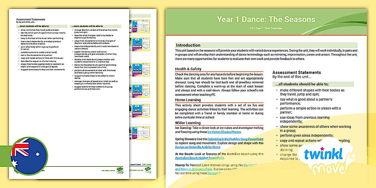 Move PE Year 1 Dance: The Seasons Unit Overview
