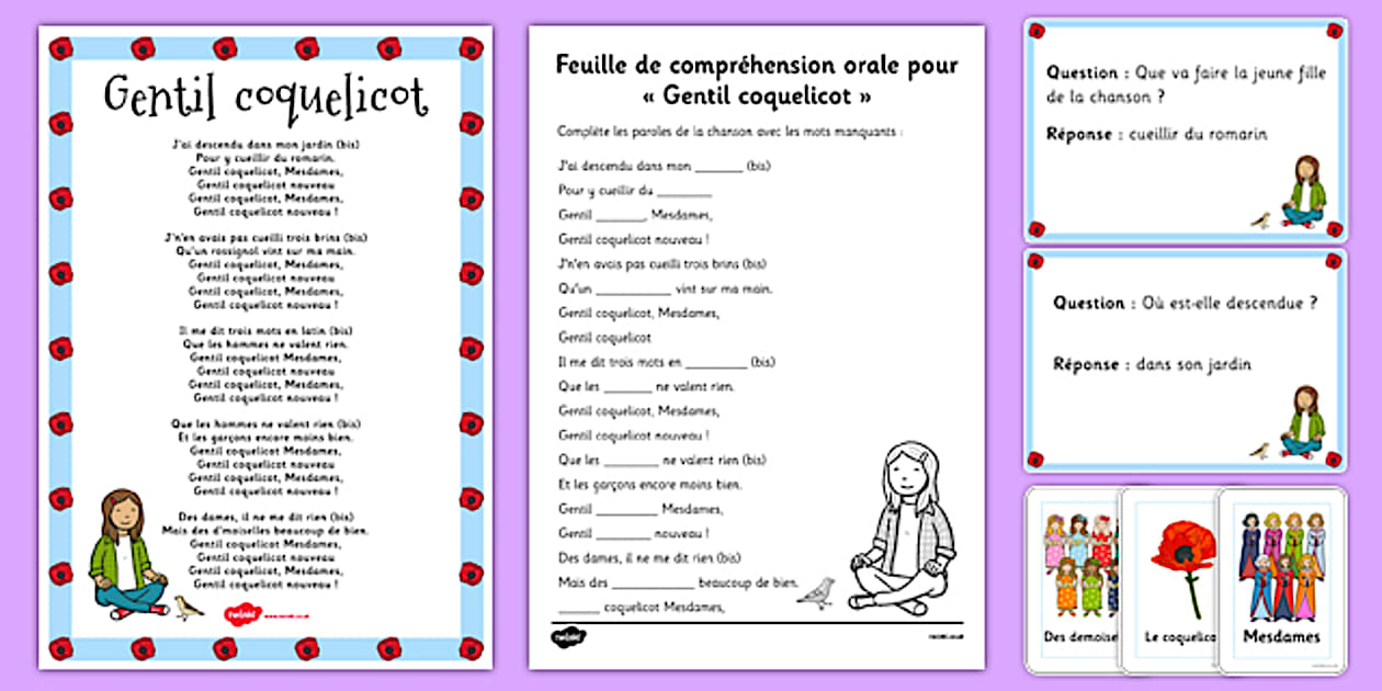 Comptine Gentil Coquelicot Pack French (teacher made)