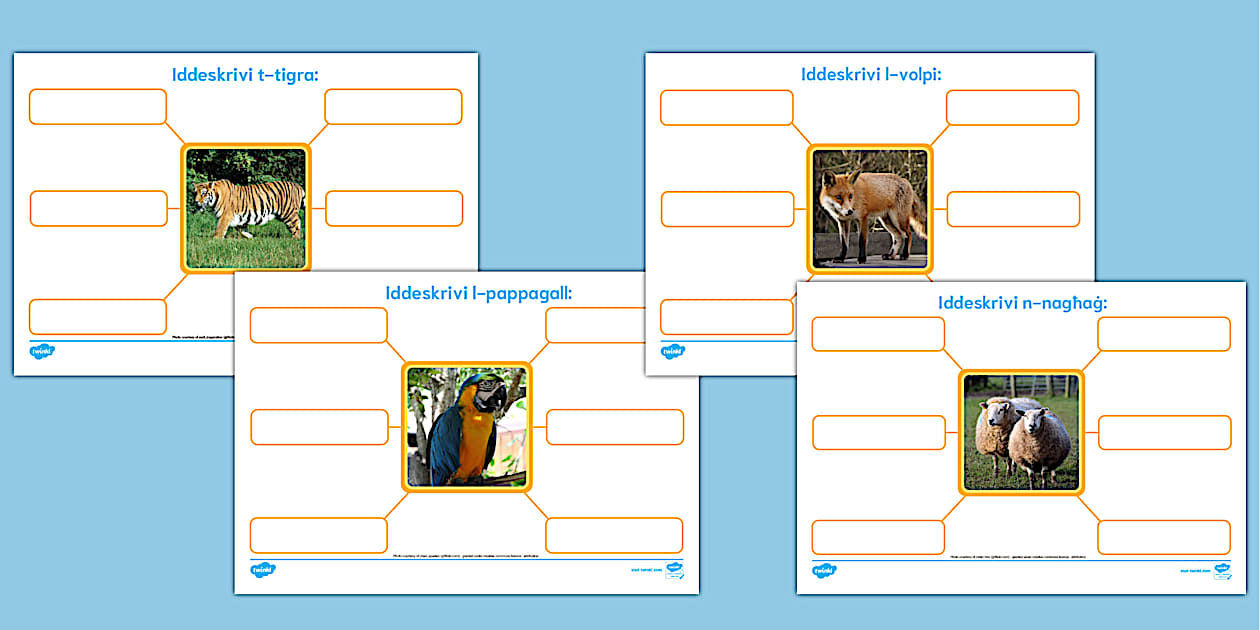 Attività tal-Kitba: Iddeskrivi l-Annimali (Teacher-Made)