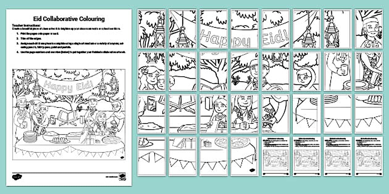 KS1 Eid Al-Fitr Collaborative Colouring Activity - Twinkl