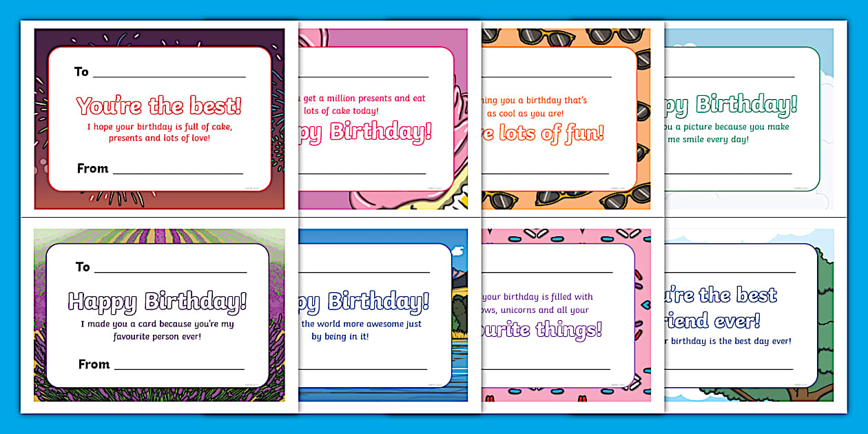 Happy Birthday Wishes Quotes Card Templates (Teacher-Made)