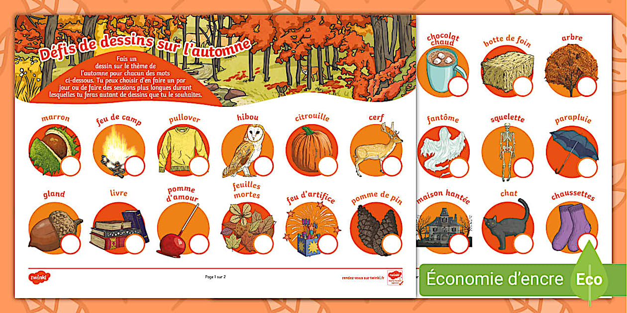 Défis de dessins sur le thème de l'automne (teacher made)