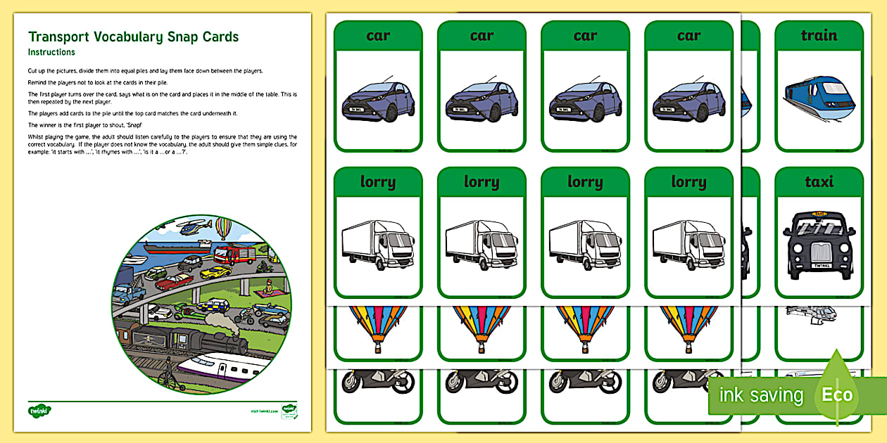 Transport Vocabulary Snap Cards (Teacher-Made) - Twinkl