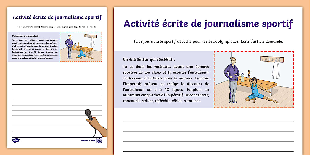 Activité écrite de journalisme sportif (Teacher-Made)